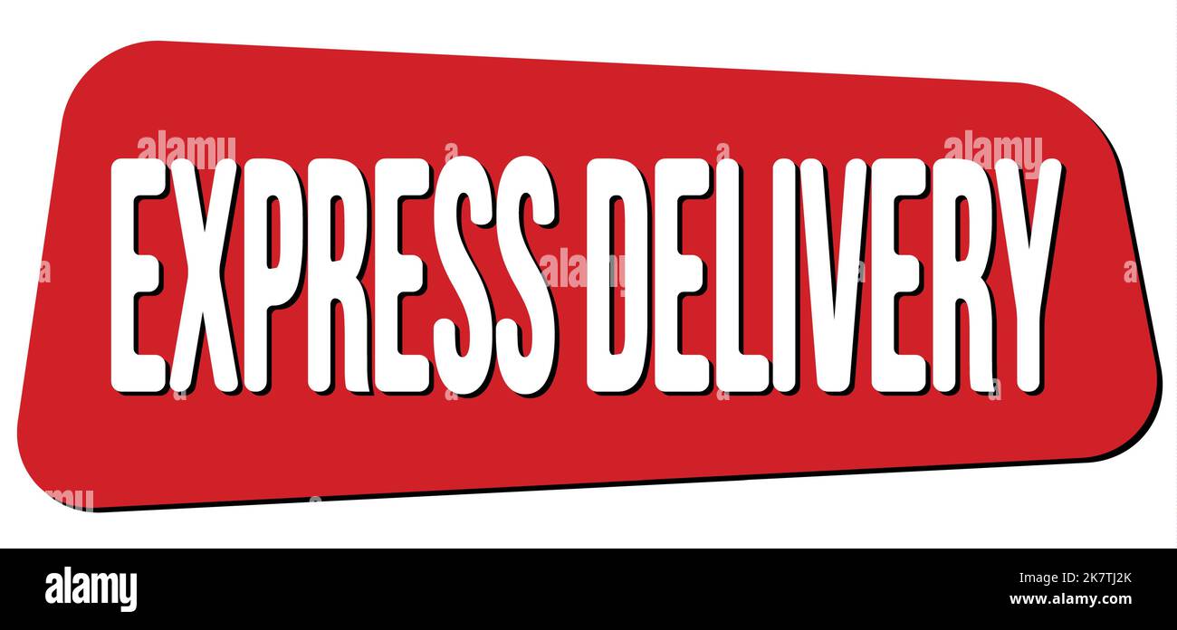 EXPRESS DELIVERY text written on red trapeze stamp sign Stock Photo - Alamy