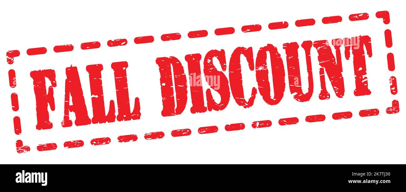 FALL DISCOUNT text written on red dash stamp sign Stock Photo - Alamy