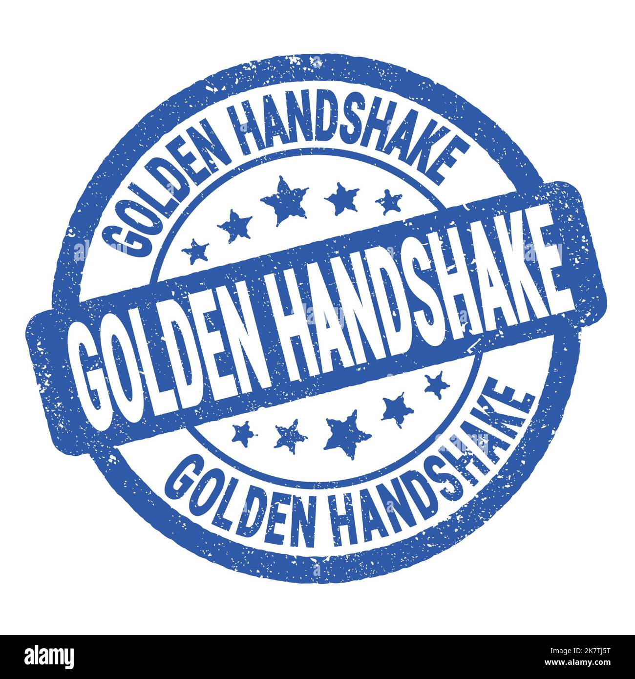 GOLDEN HANDSHAKE text written on blue grungy stamp sign Stock Photo - Alamy