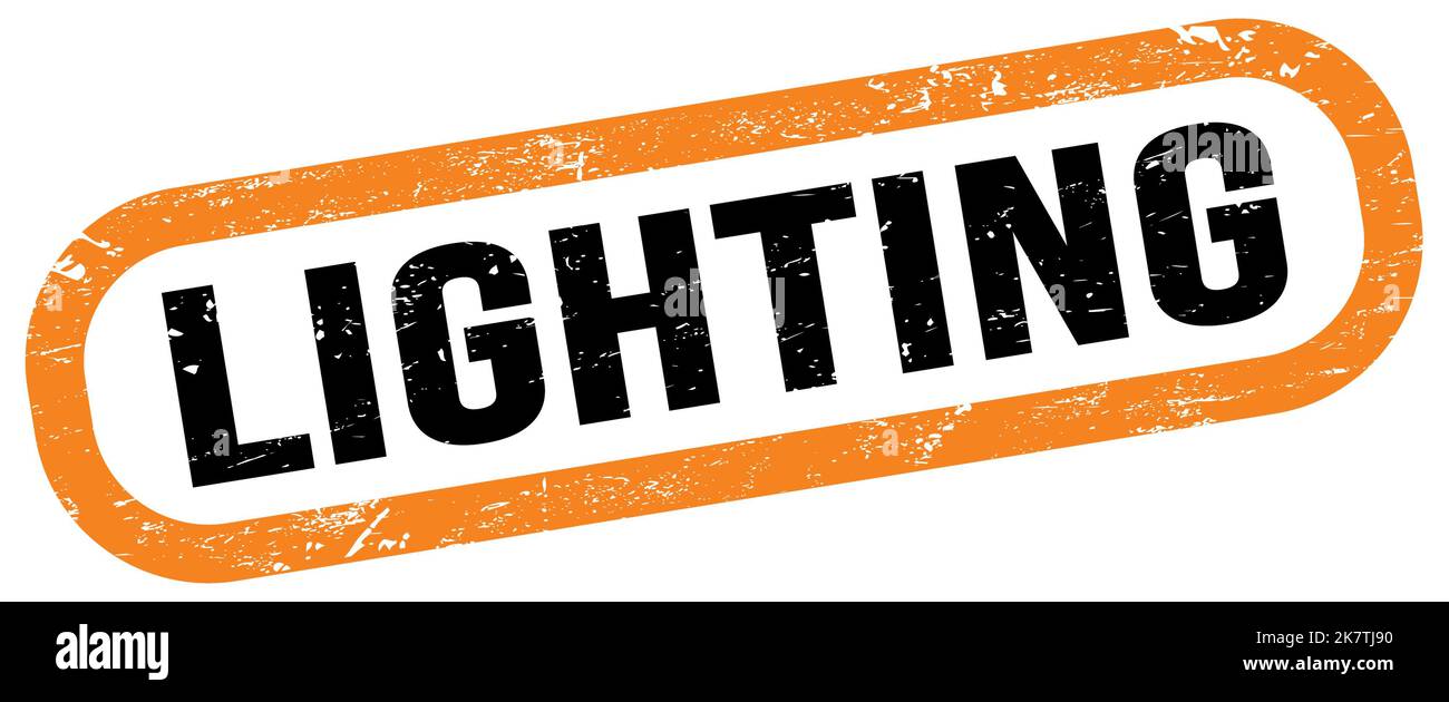 LIGHTING, text on orange-black rectangle stamp sign Stock Photo - Alamy
