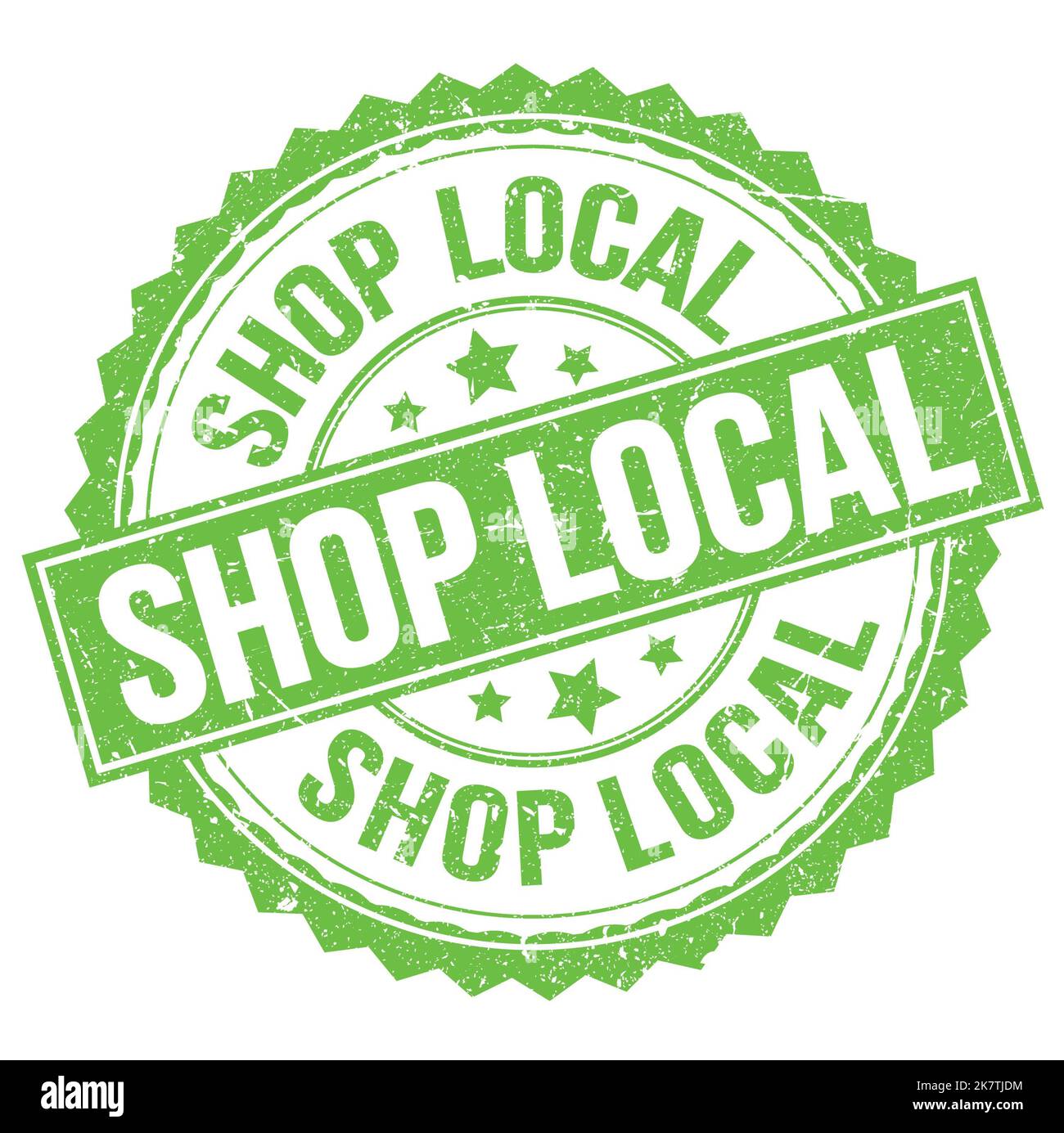 SHOP LOCAL text written on green round stamp sign Stock Photo - Alamy