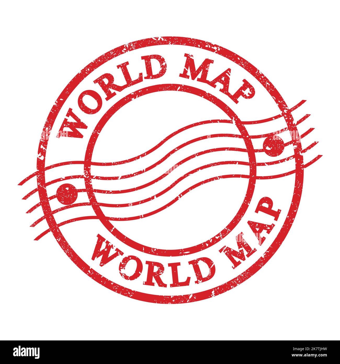 WORLD MAP, text written on red grungy postal stamp Stock Photo - Alamy