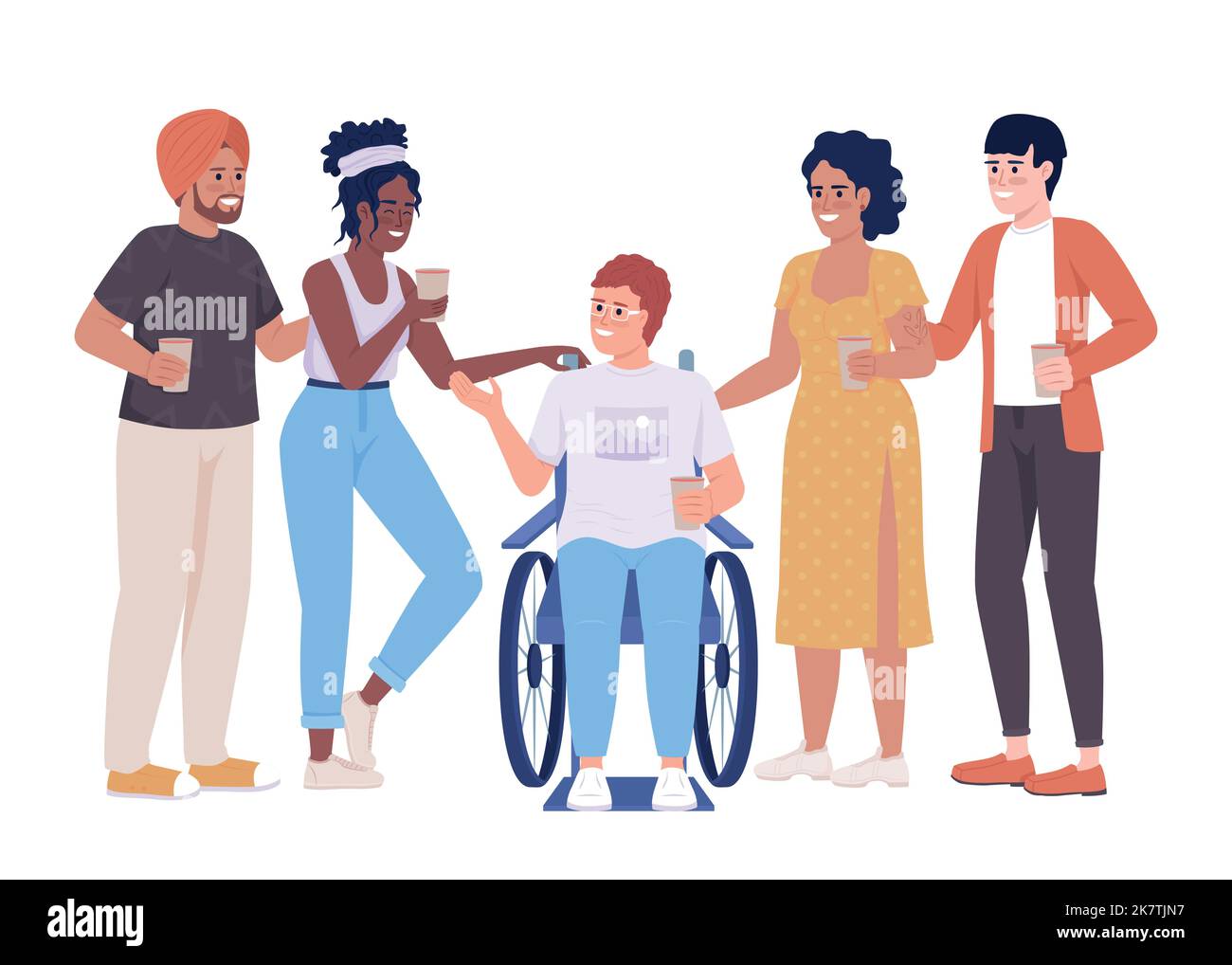 Friendly communication 2D vector isolated illustration Stock Vector ...