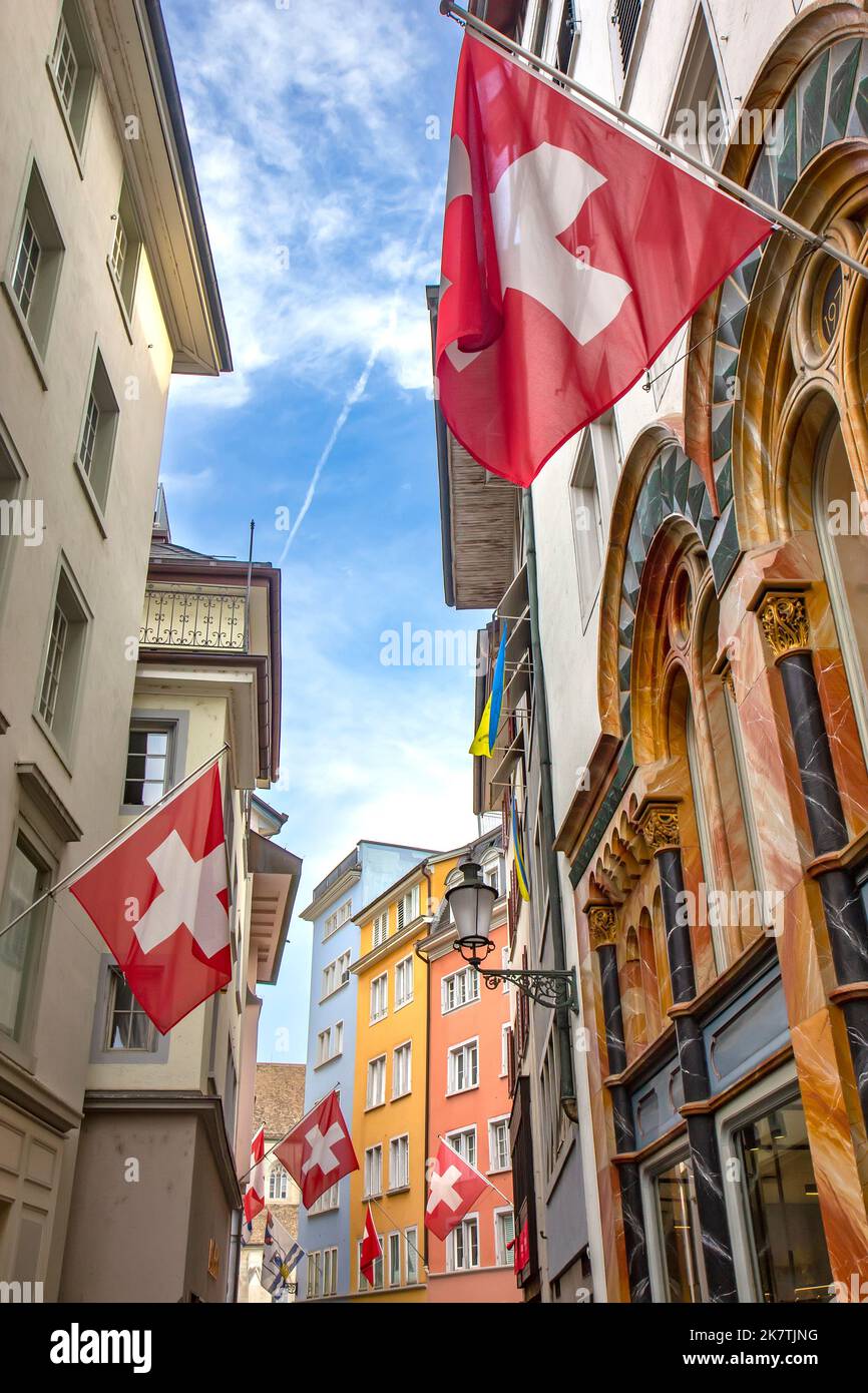 View of the street in Zurich in Swiss Stock Photo - Alamy