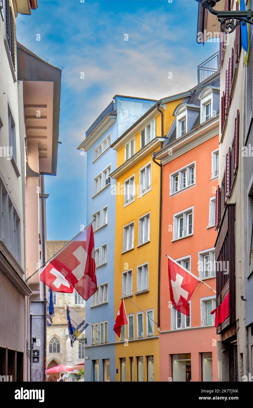 View of the street in Zurich in Swiss Stock Photo - Alamy