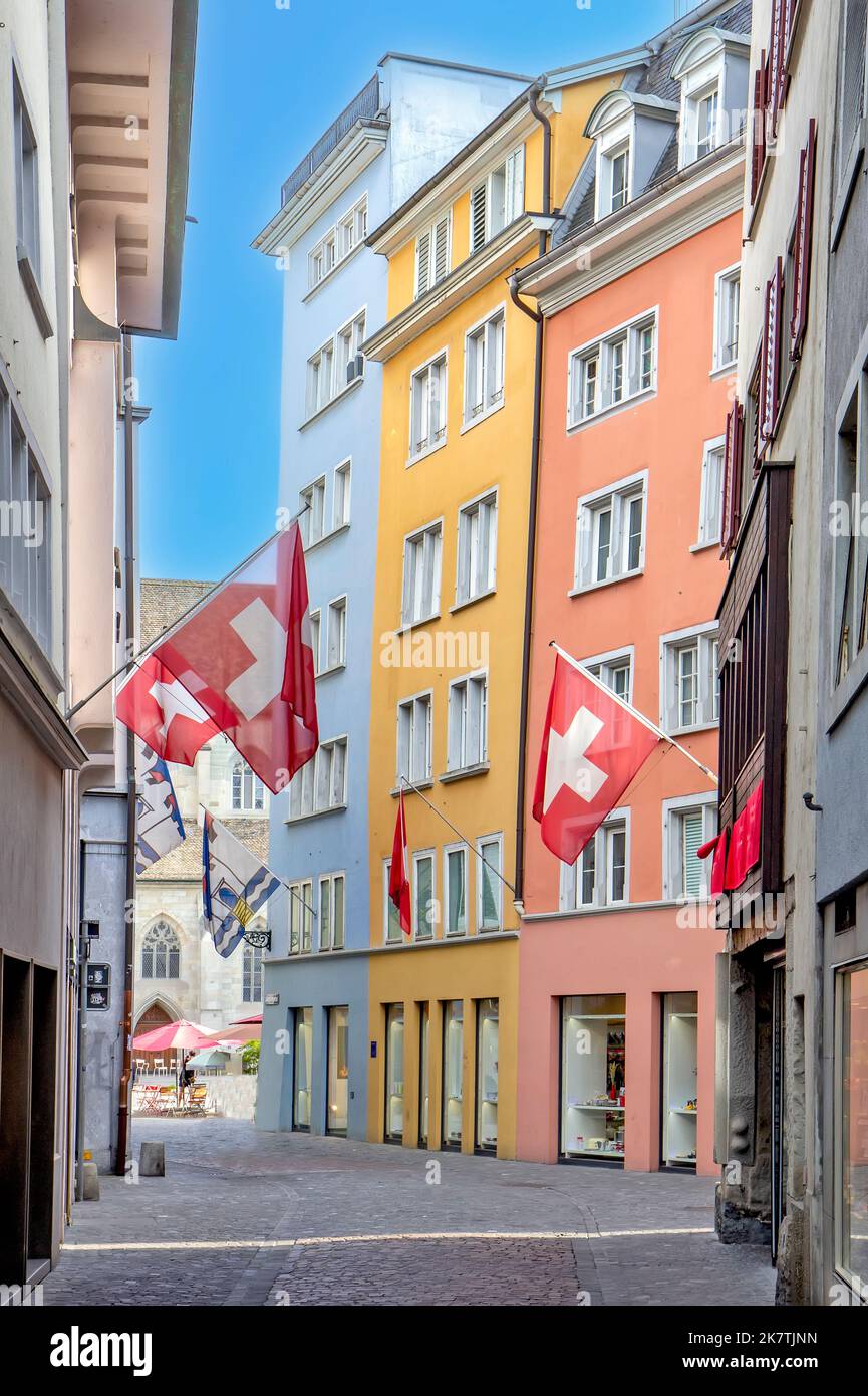 View of the street in Zurich in Swiss Stock Photo - Alamy