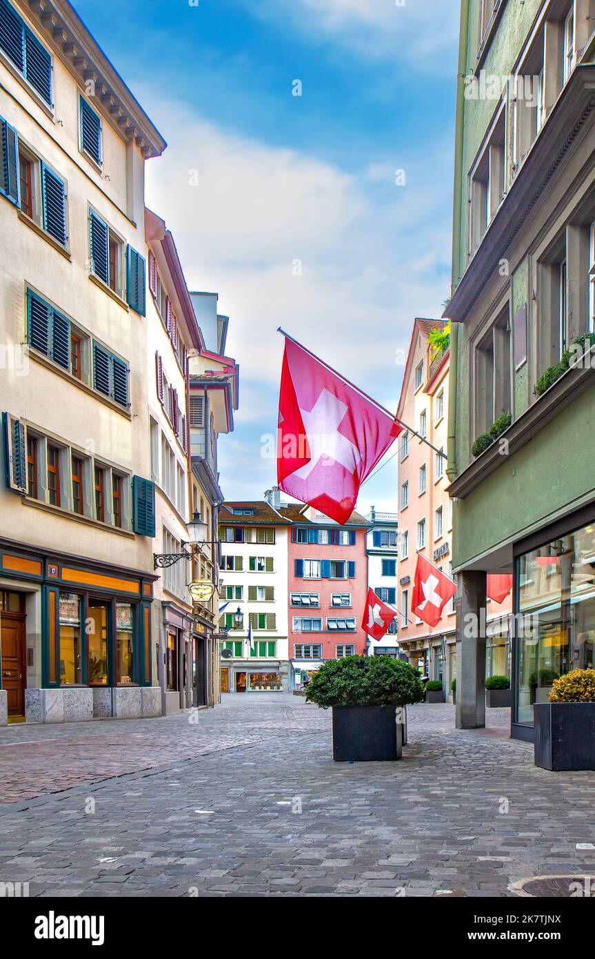 View of the street in Zurich in Swiss Stock Photo - Alamy