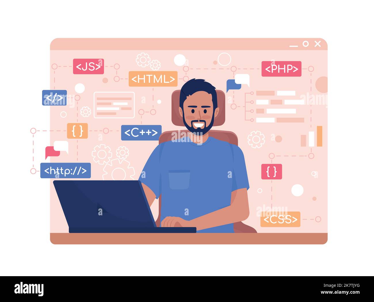 Software developer 2D vector isolated illustration Stock Vector Image ... Software developer 2D vector isolated illustration Stock Vector Image ...