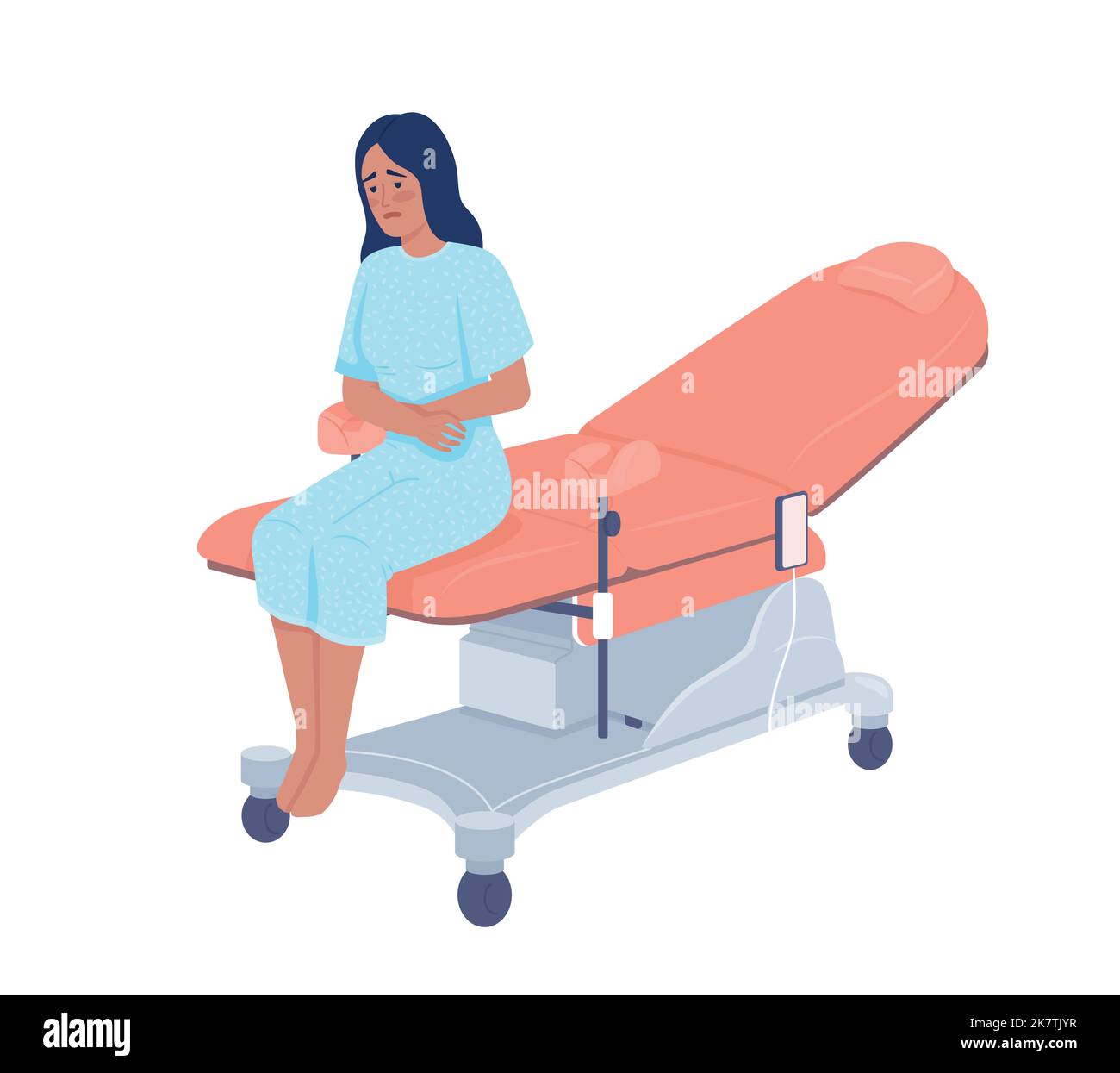 Woman with abdominal pain visiting gynecologist semi flat color vector character Stock Vector ...