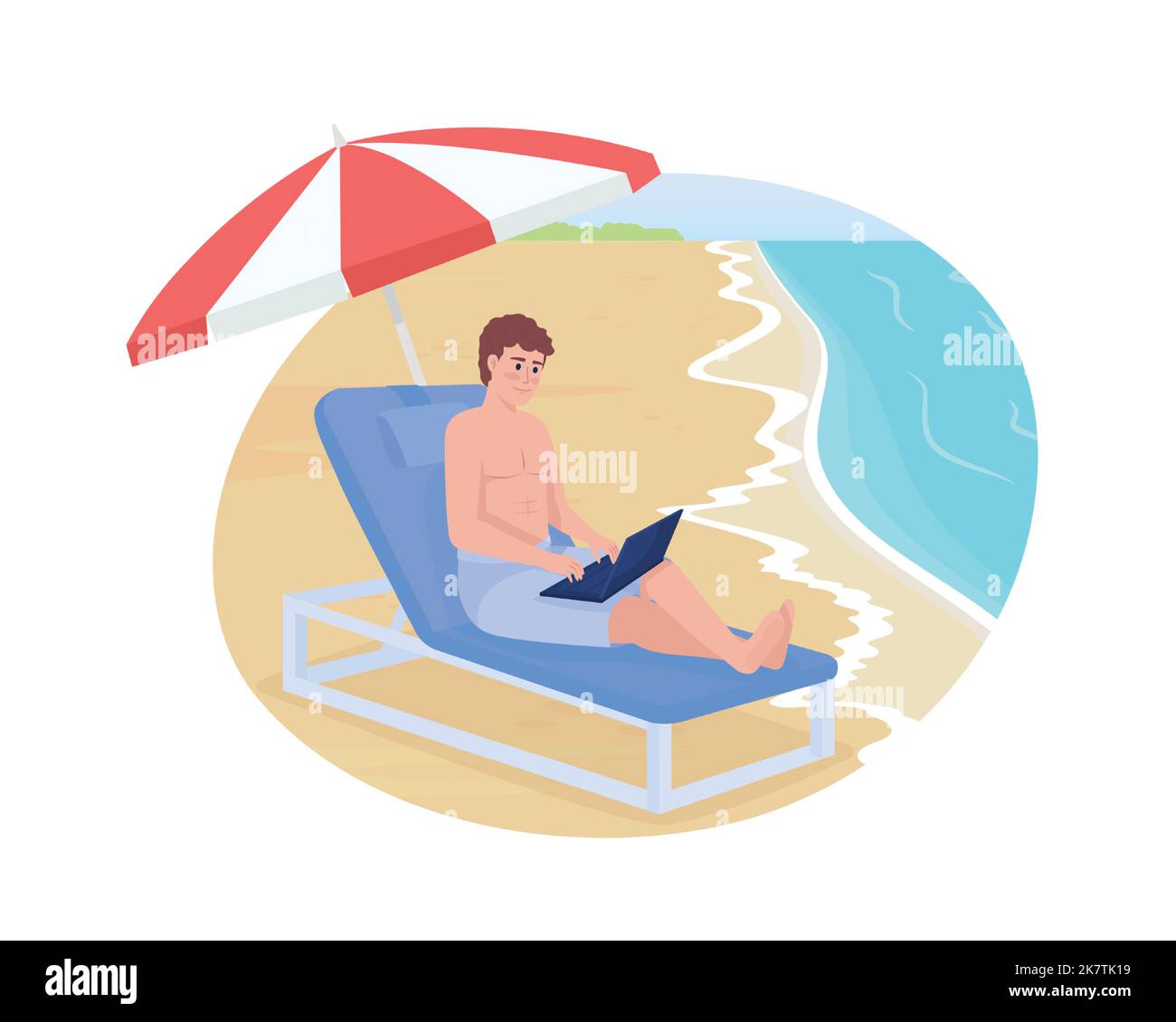 Digital nomad lifestyle 2D vector isolated illustration Stock Vector ...