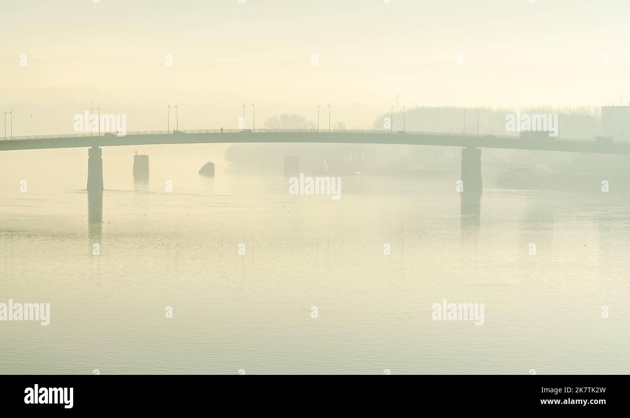 Petrovaradin bridge in the autumn period of the year. A view of the ...