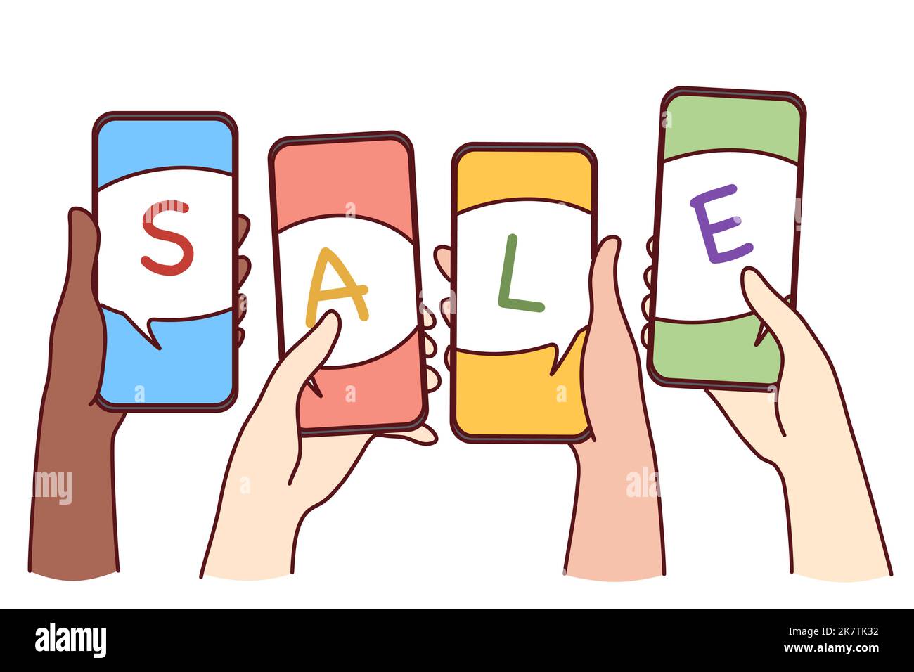 Screen hands closeup Stock Vector Images - Alamy