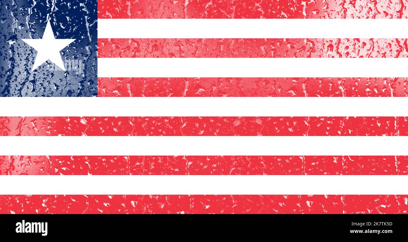 3D Flag of Liberia on a glass with water drop background Stock Photo ...
