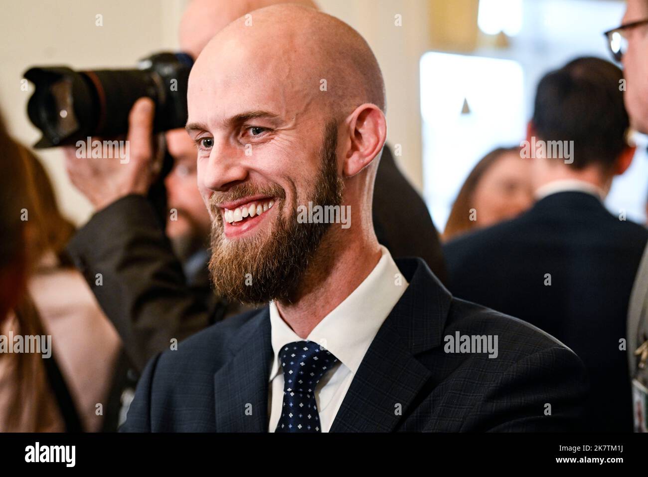 Minister of Civil Defense, Carl-Oskar Bohlin during a pressconference ...