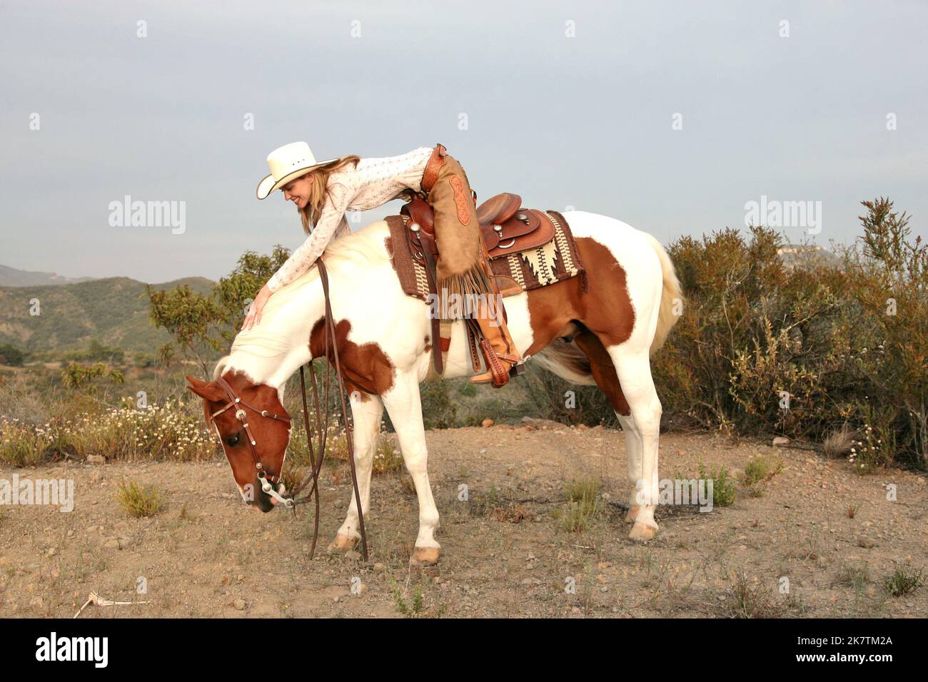 Hilda Vander Muellen on horseback. Malibu Stock Photo - Alamy