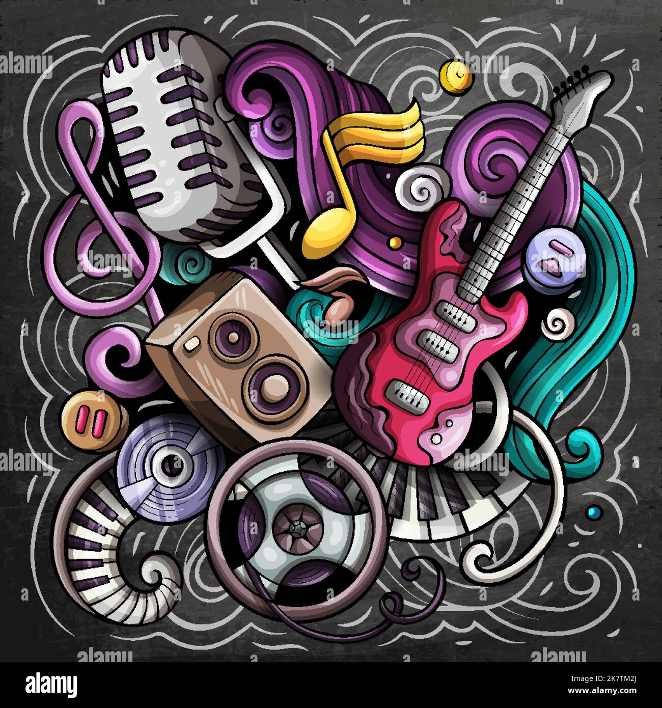 Cartoon vector doodles Disco music illustration Stock Vector Image ...