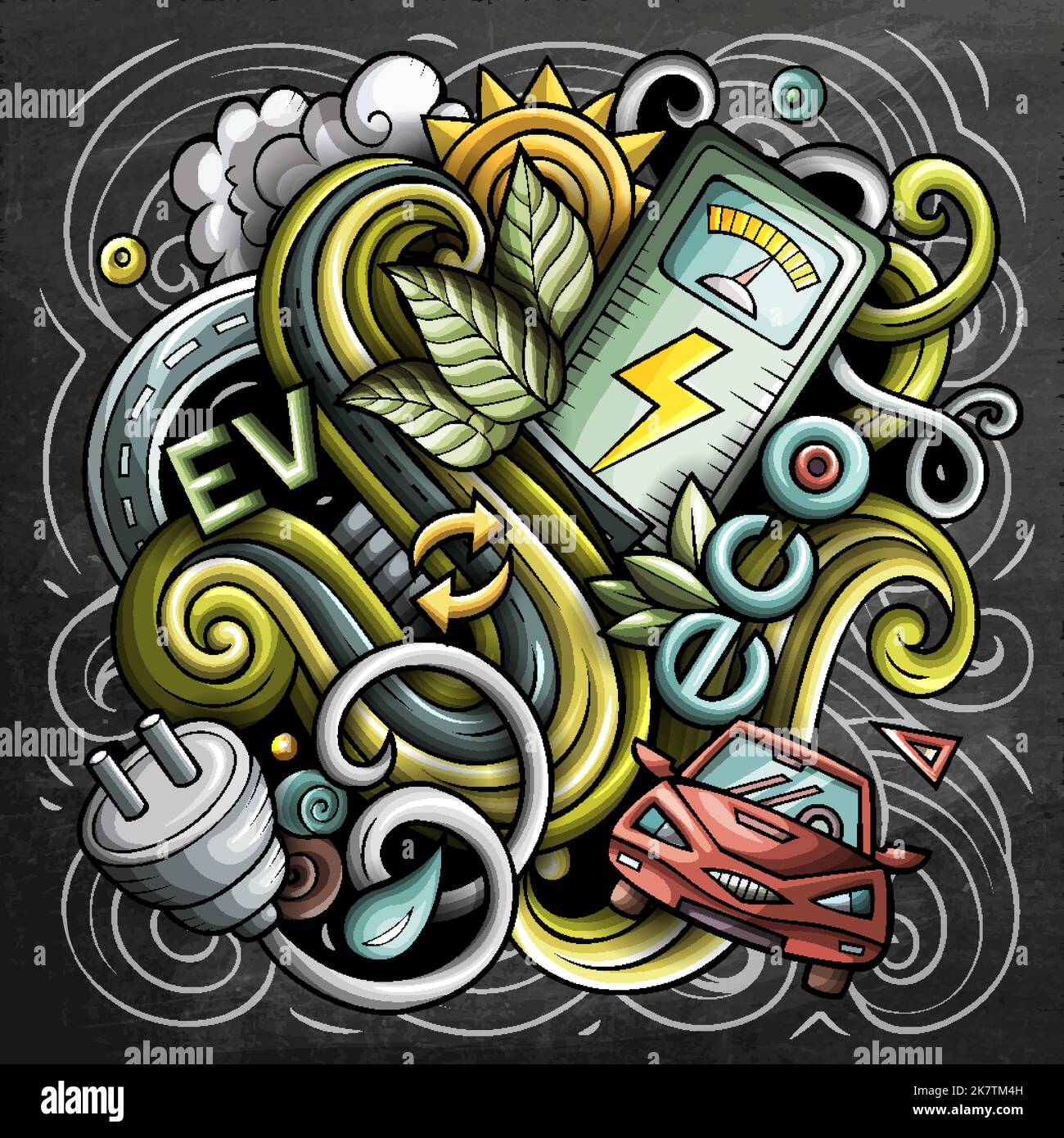 Electric Cars cartoon vector doodle design Stock Vector Image & Art - Alamy