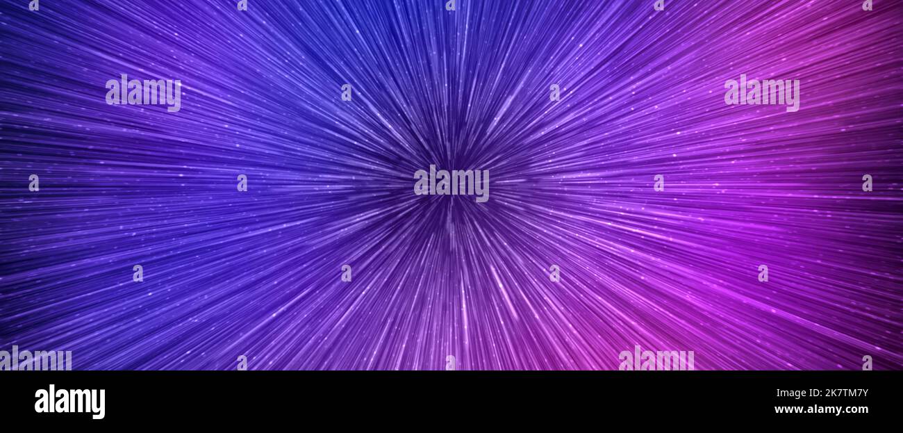Hyperspace speed effect in night starry sky. Bright purple blue galaxy ...