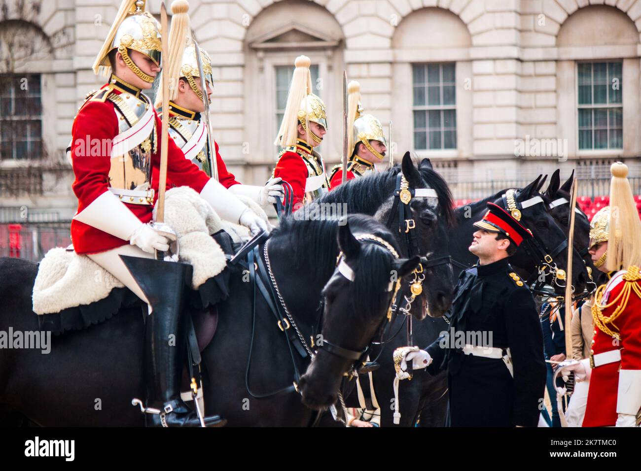 The horse guards of the British royal family at the gorunds in the ...