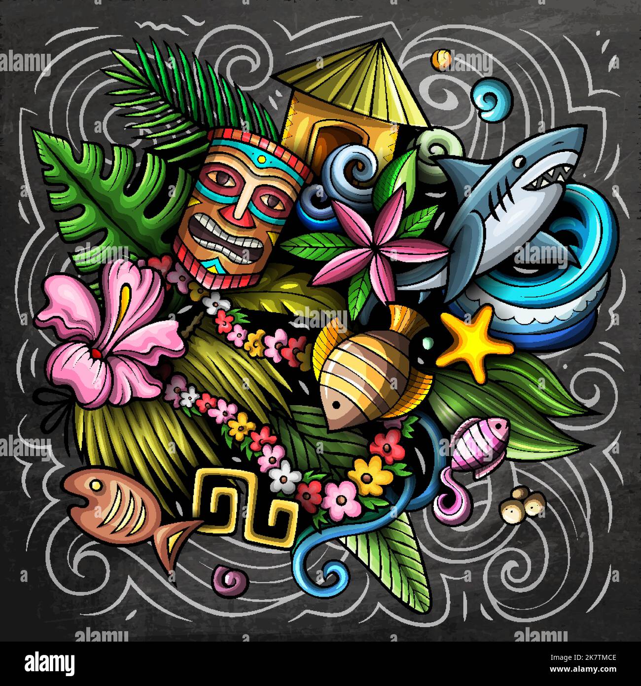 Hawaii cartoon vector doodle design Stock Vector Image & Art - Alamy