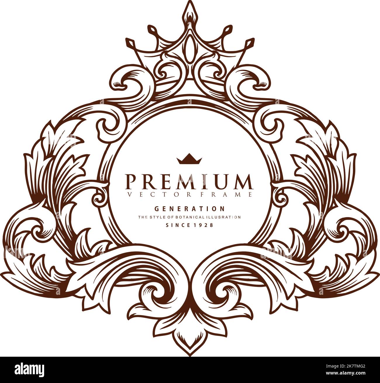Premium Crown Floral Ellipse Badge Outline vector illustrations for ...