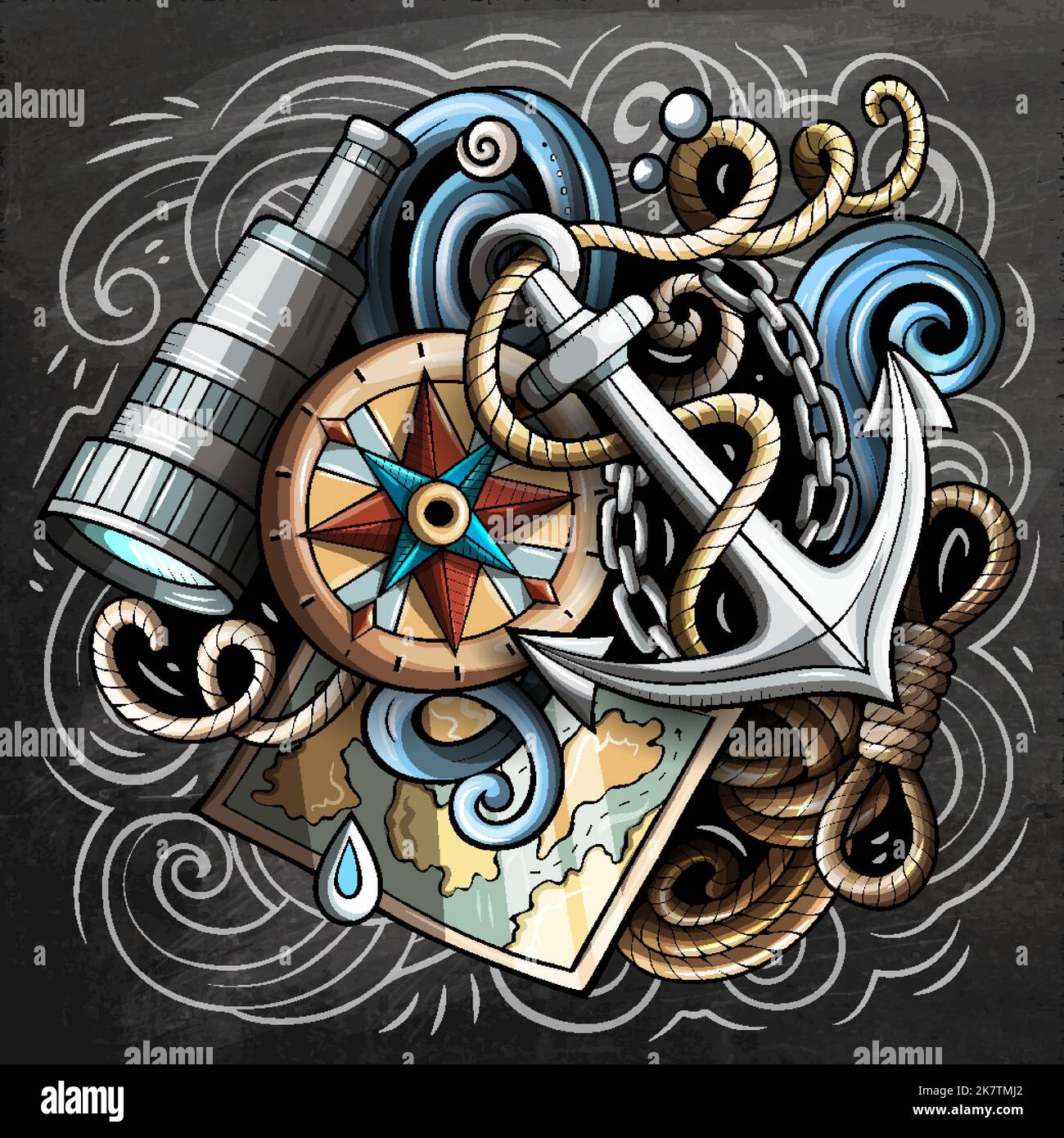 Nautical cartoon vector illustration Stock Vector Image & Art - Alamy