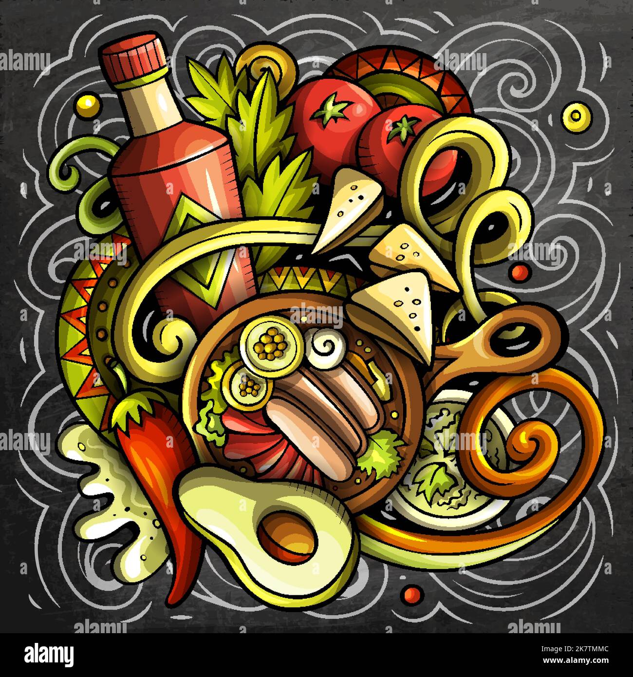 Mexican food hand drawn vector doodles illustration Stock Vector Image ...