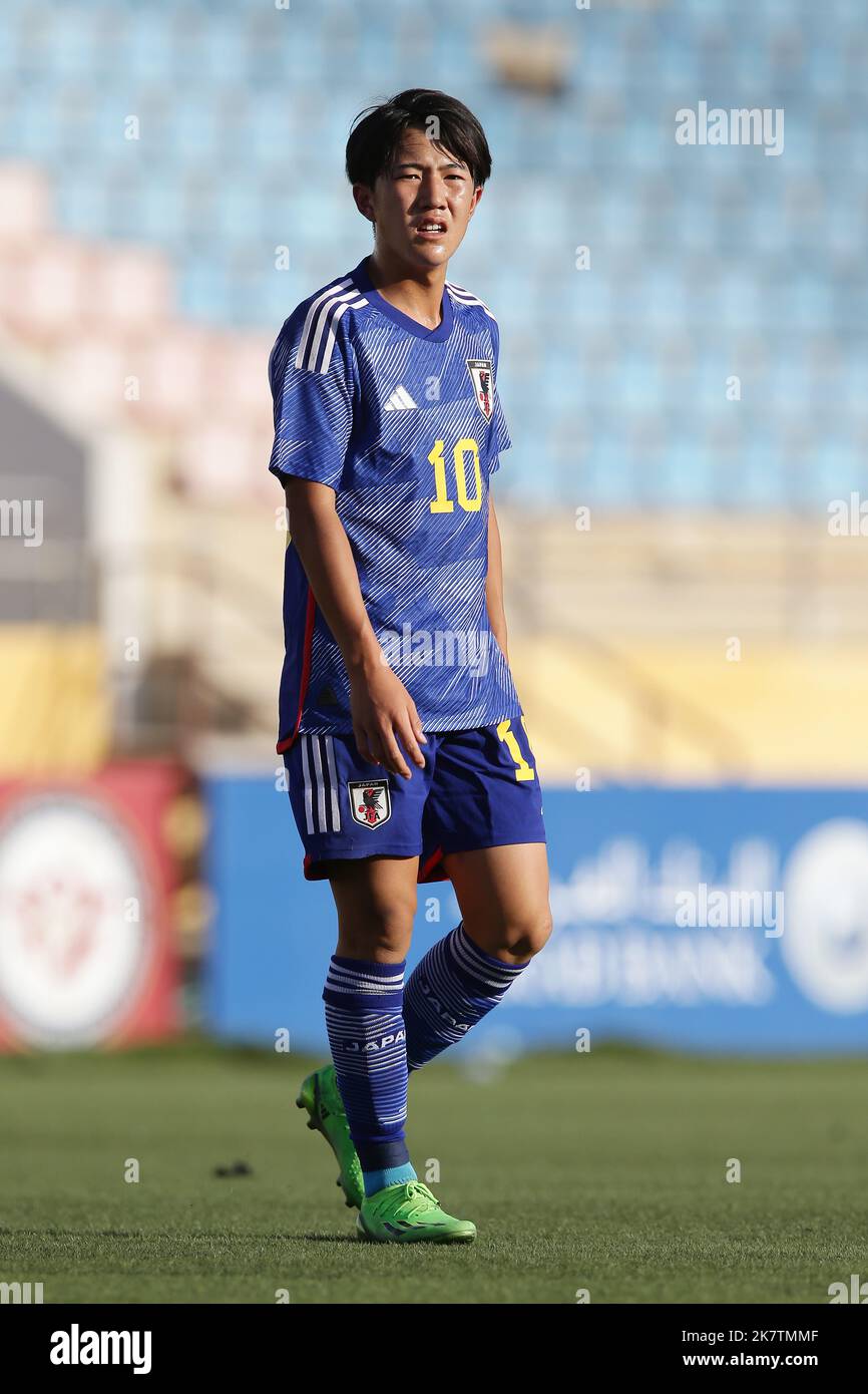 U-16 Japan's Ryunosuke Sato during the 2023 AFC U-17 Asian Cup qualification Group A match ...
