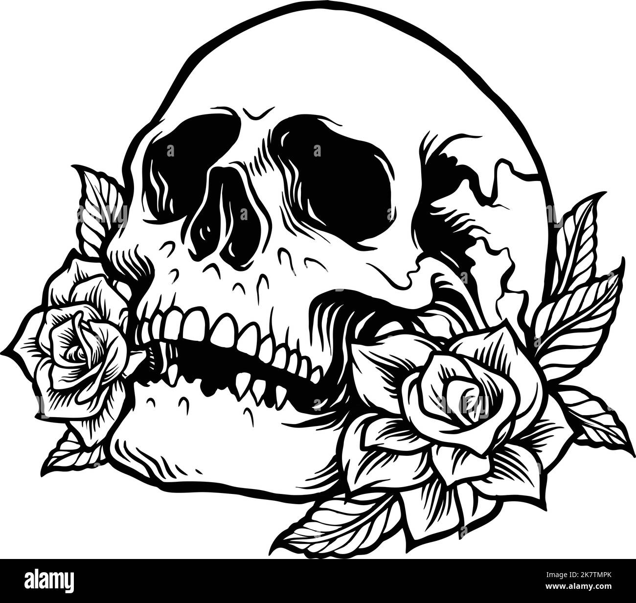 Coloring Pages Of Roses And Skulls