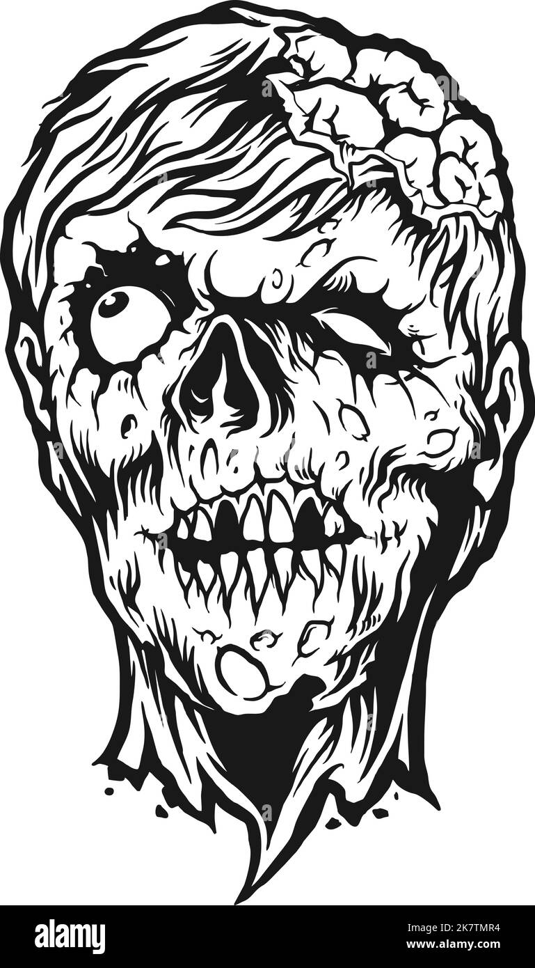 Scream Head Zombie Silhouette Clipart vector illustrations for your ...