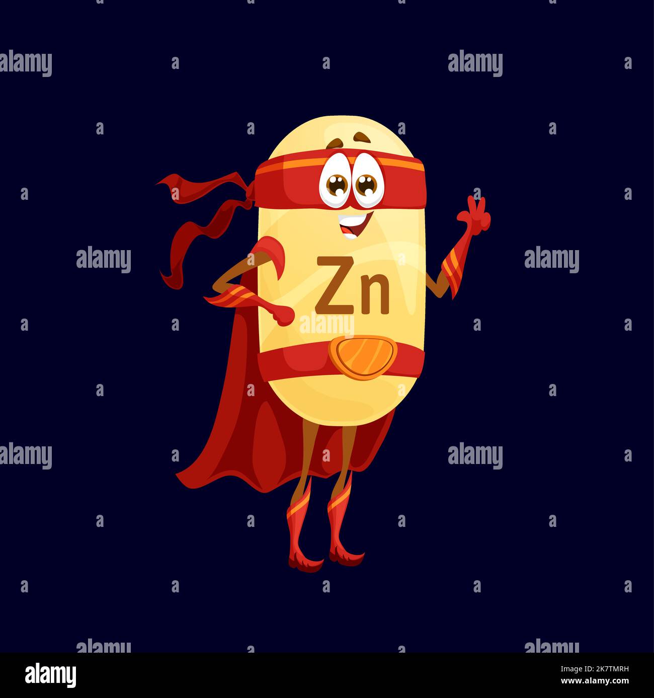 Cartoon zinc or zincum superhero character. Isolated vector funny Zn ...