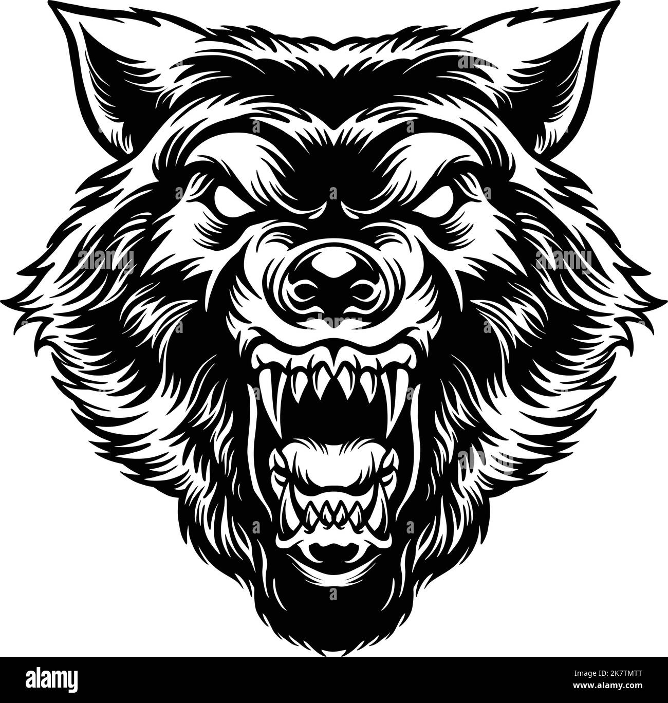Silhouette Angry Wolf Head Tattoo vector illustrations for your work ...