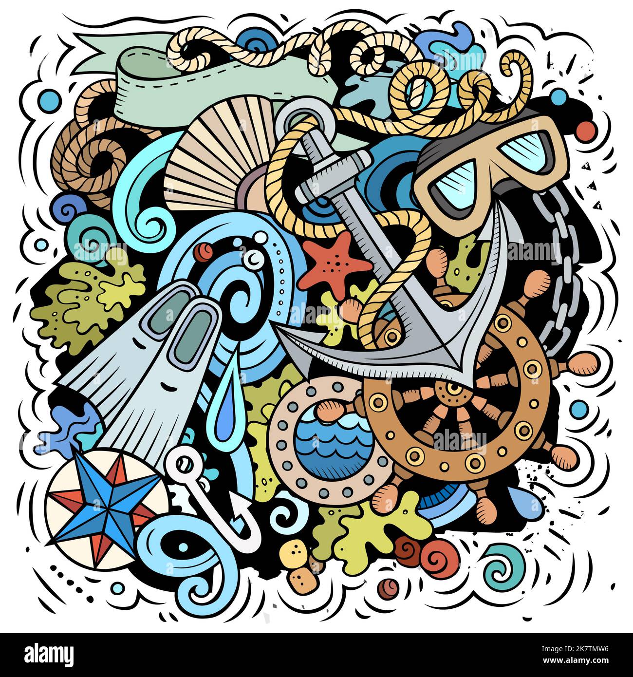 Nautical cartoon vector illustration Stock Vector Image & Art - Alamy