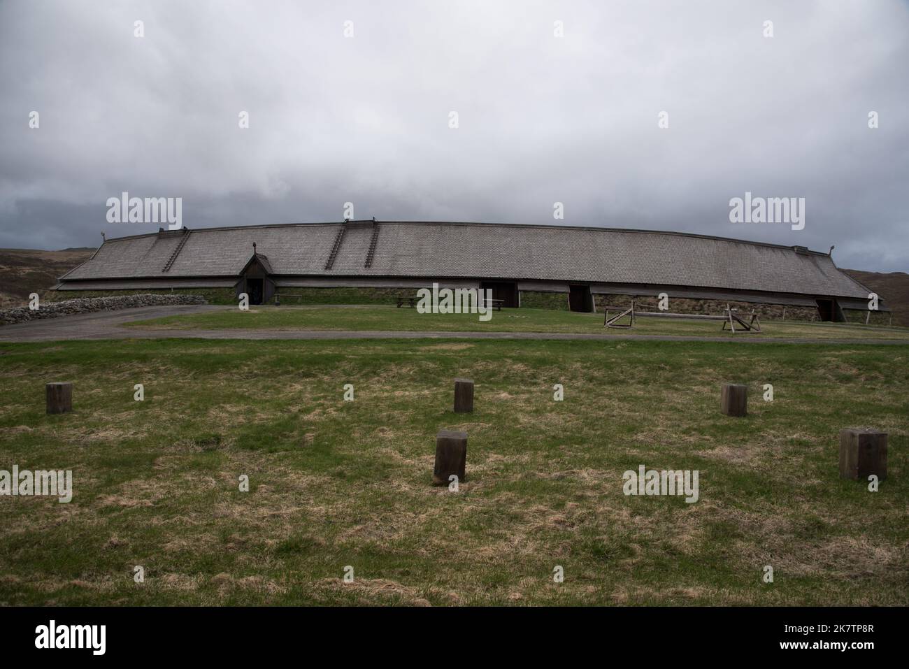 Viking chieftain's longhouse in Borg on Vestvågøya island on Lofoten ...