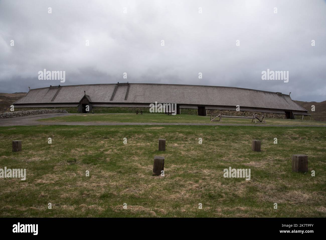 Viking chieftain's longhouse in Borg on Vestvågøya island on Lofoten ...