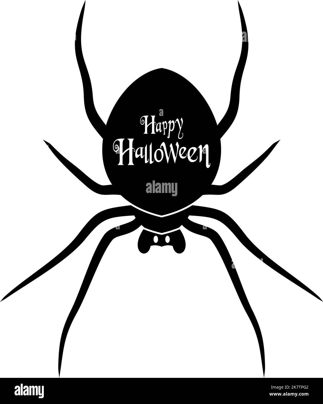 Happy Halloween Black Spider vector. Lettering in white. White isolated ...