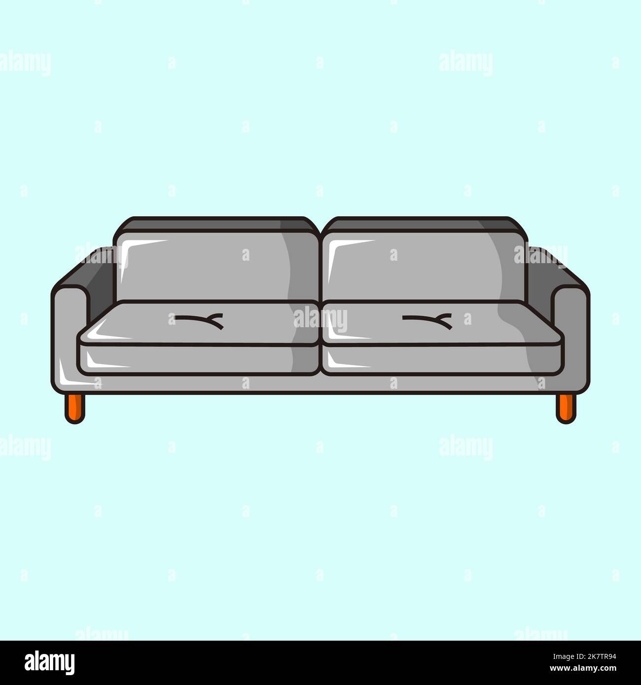 Sofa and couch blue colorful cartoon vector. Sofa leisure furniture ...