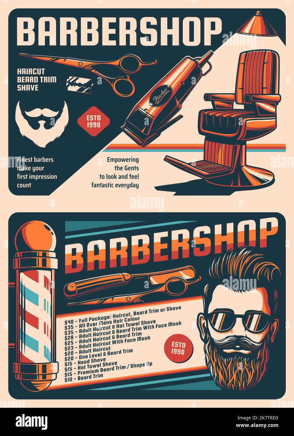 Barbershop and hairdressing salon posters. Haircut stylist retro banner ...