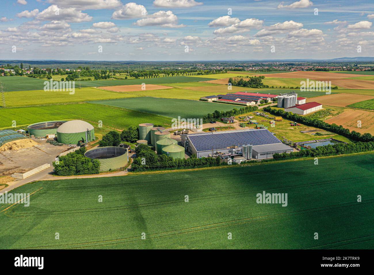 Drone image of a modern biogas plant in Germany during daytime in ...
