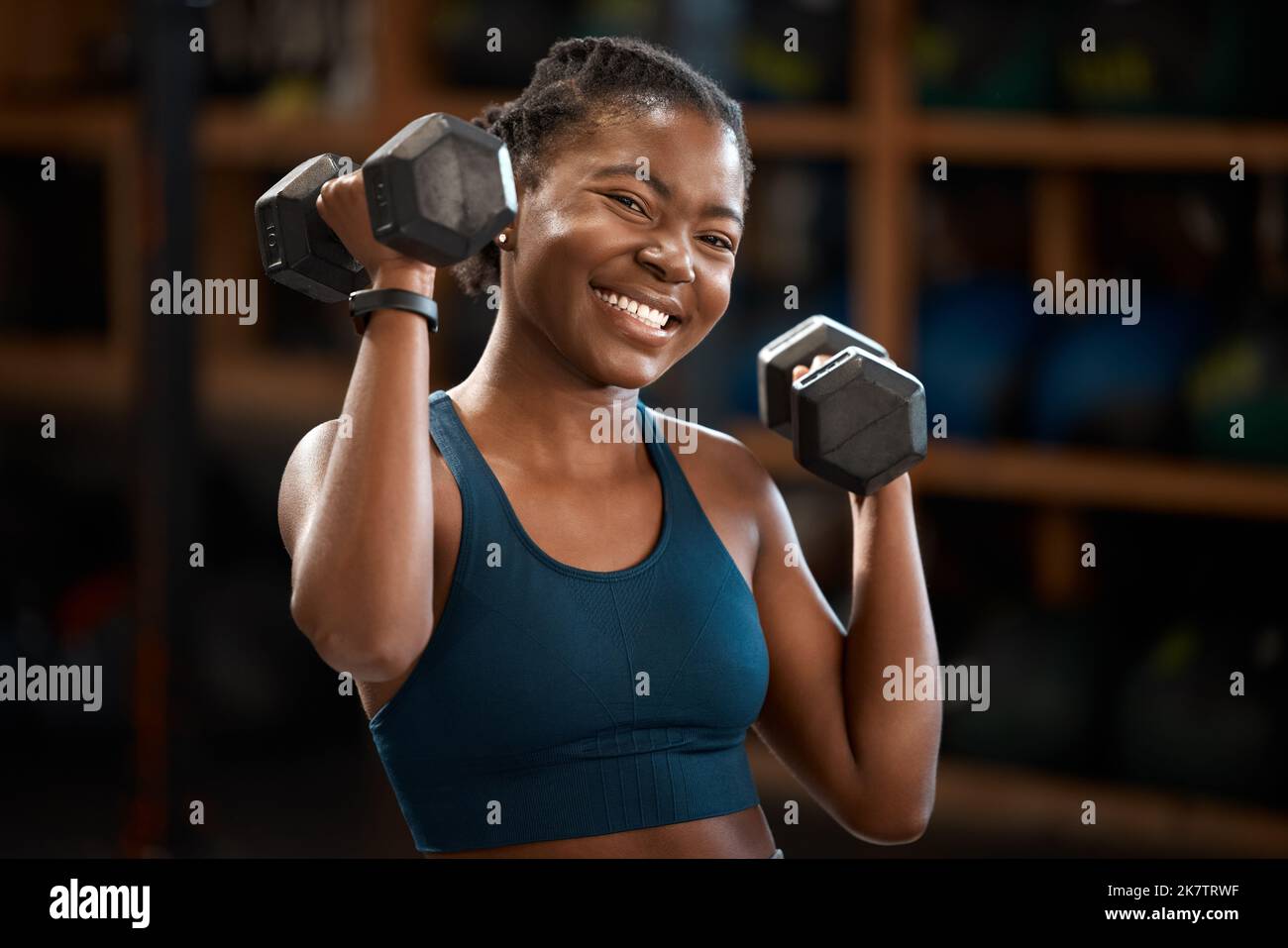 Working out always makes me smile. Cropped portrait of an attractive ...