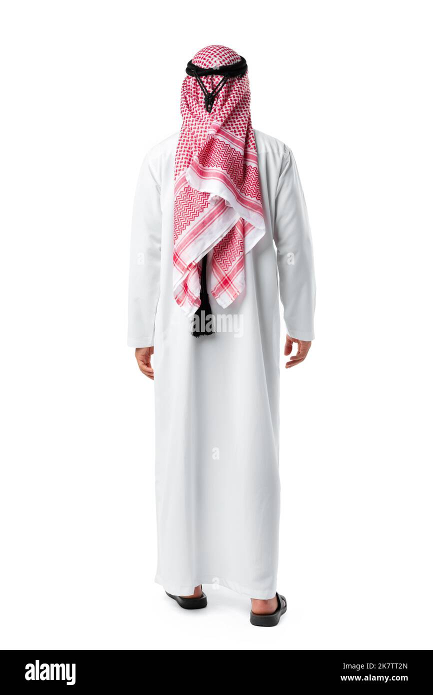 Back view of an Arab man standing on white isolated background Stock ...