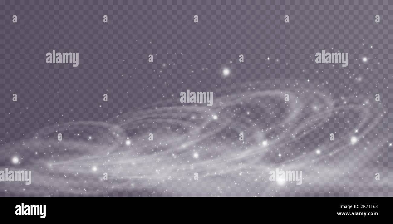 Winter blizzard with sparkles of snow on a transparent background, cold ...