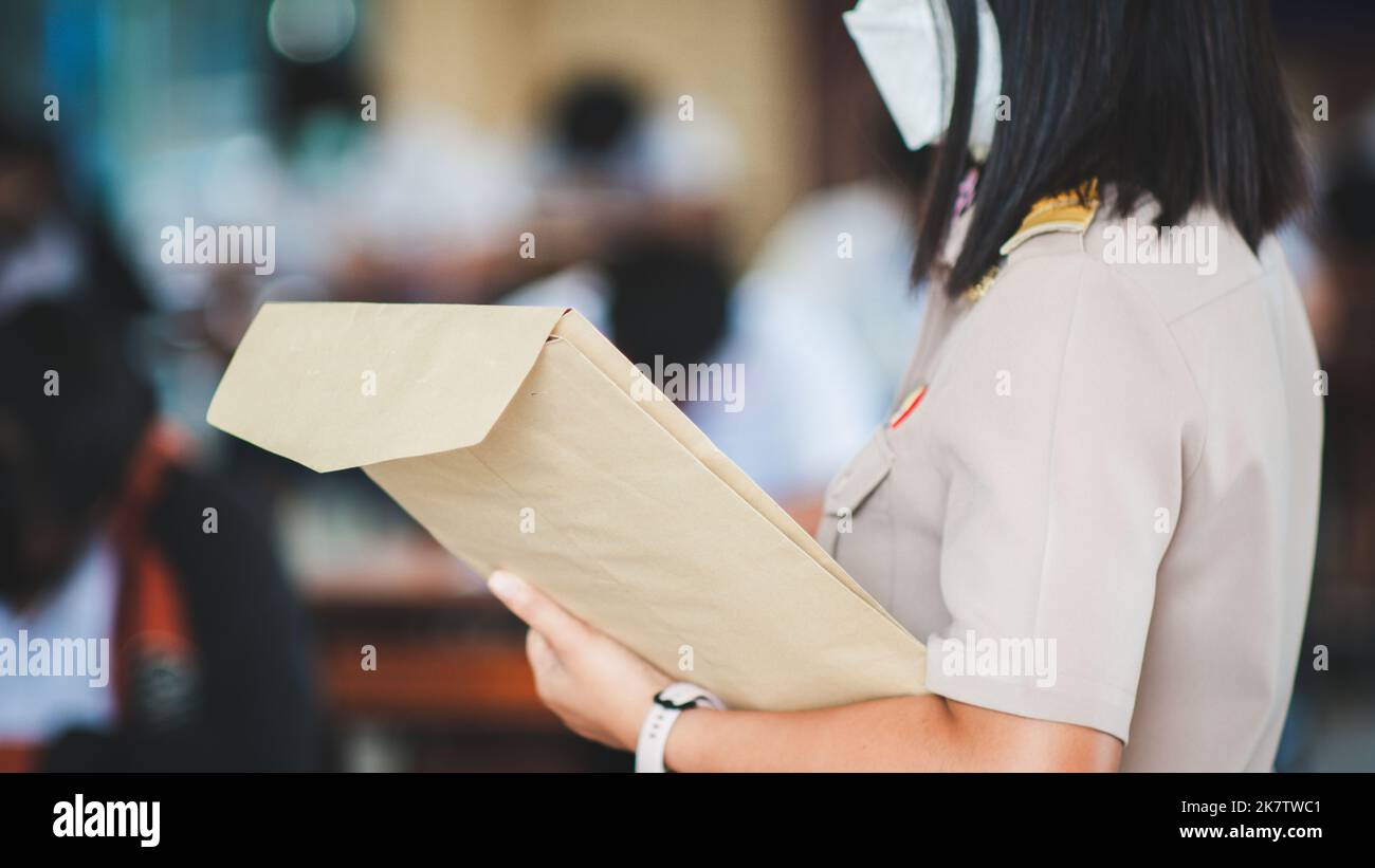 The teacher controls the exam room for students to take the exam in the ...