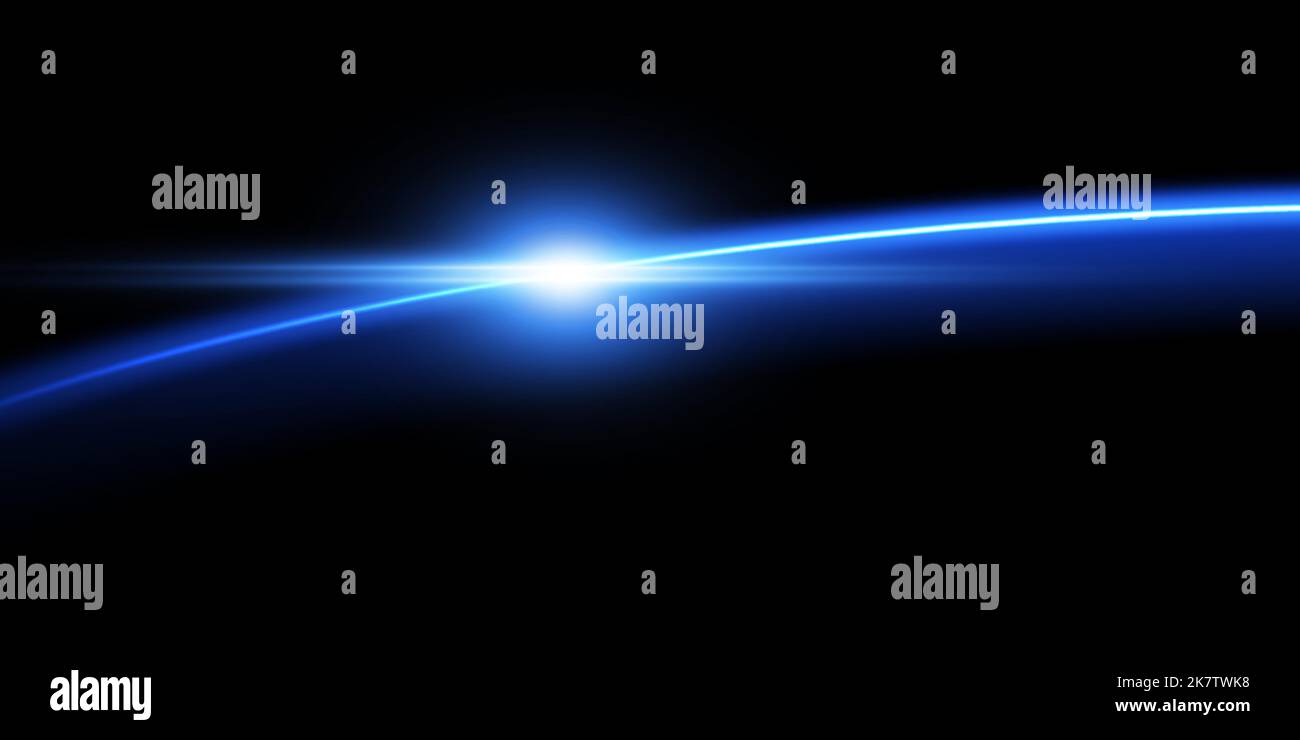 The edge of a solar eclipse on a black background, blue. Blue eclipse ...