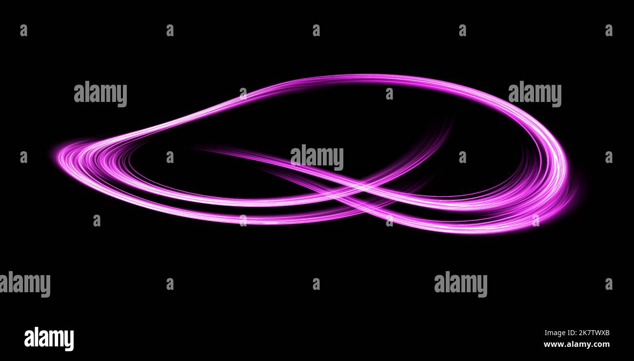 Abstract light lines of movement and speed with purple color sparkles ...