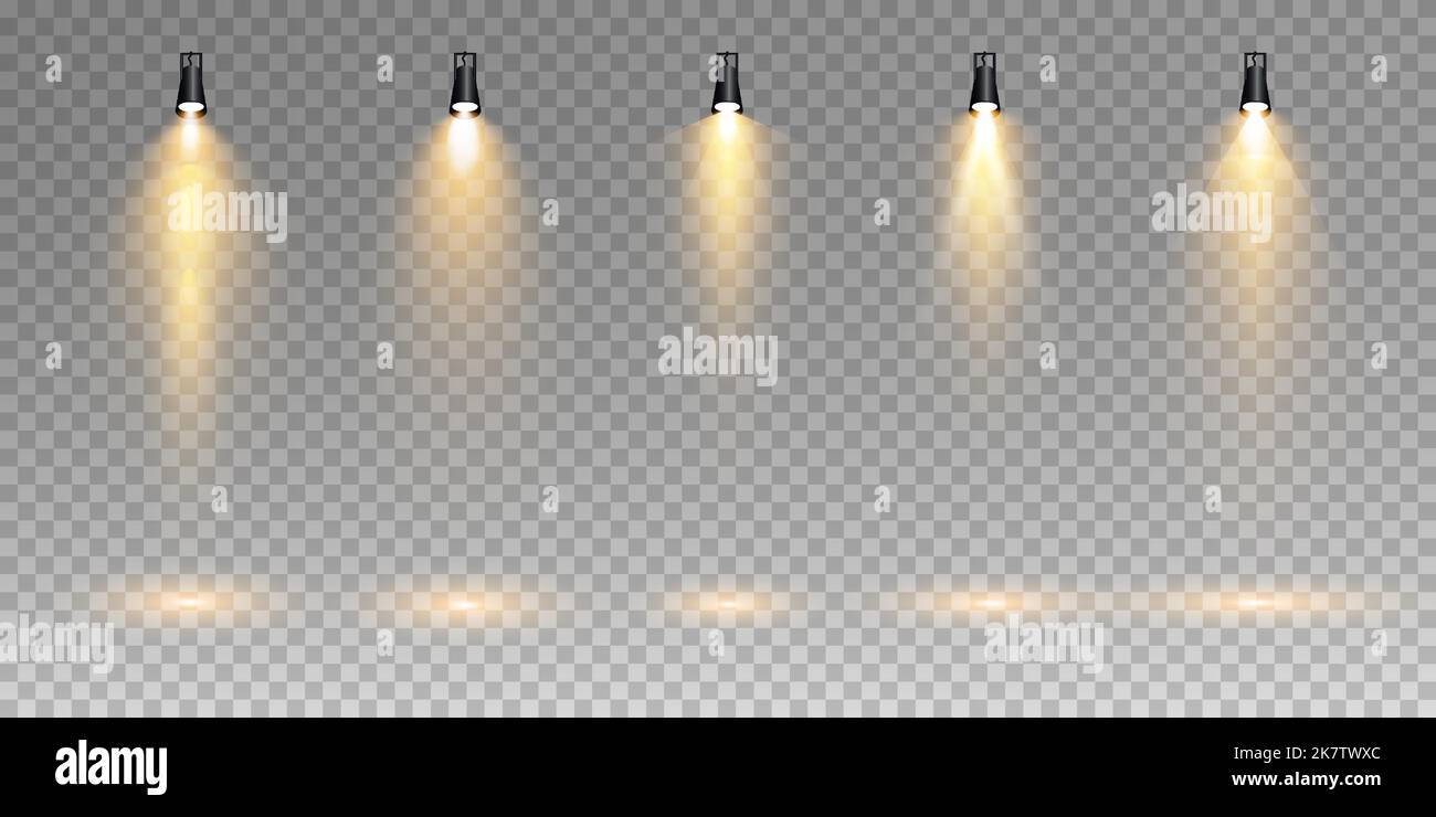 Set of vector spotlights. various forms of light. Stage spotlights ...