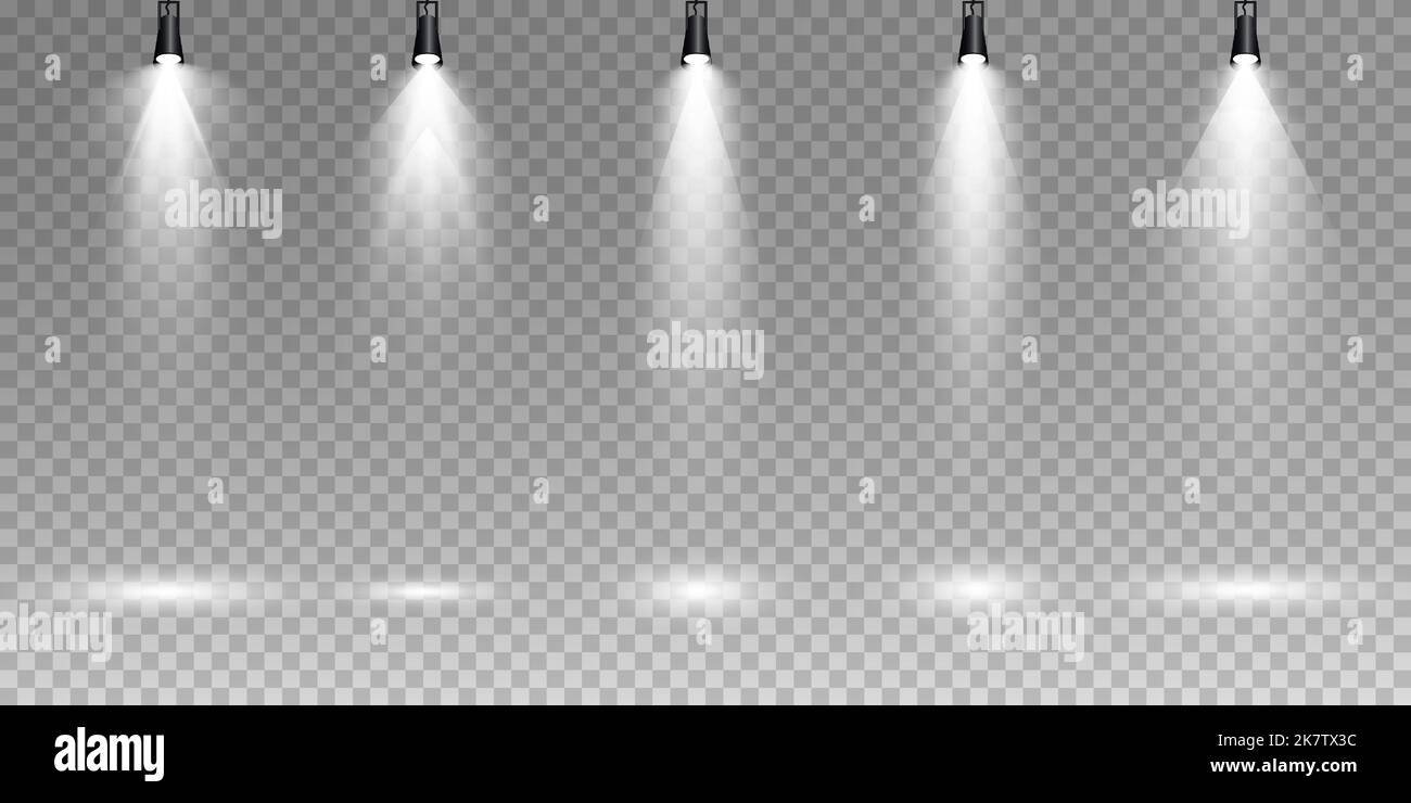 Set of vector spotlights. various forms of light. Stage spotlights ...