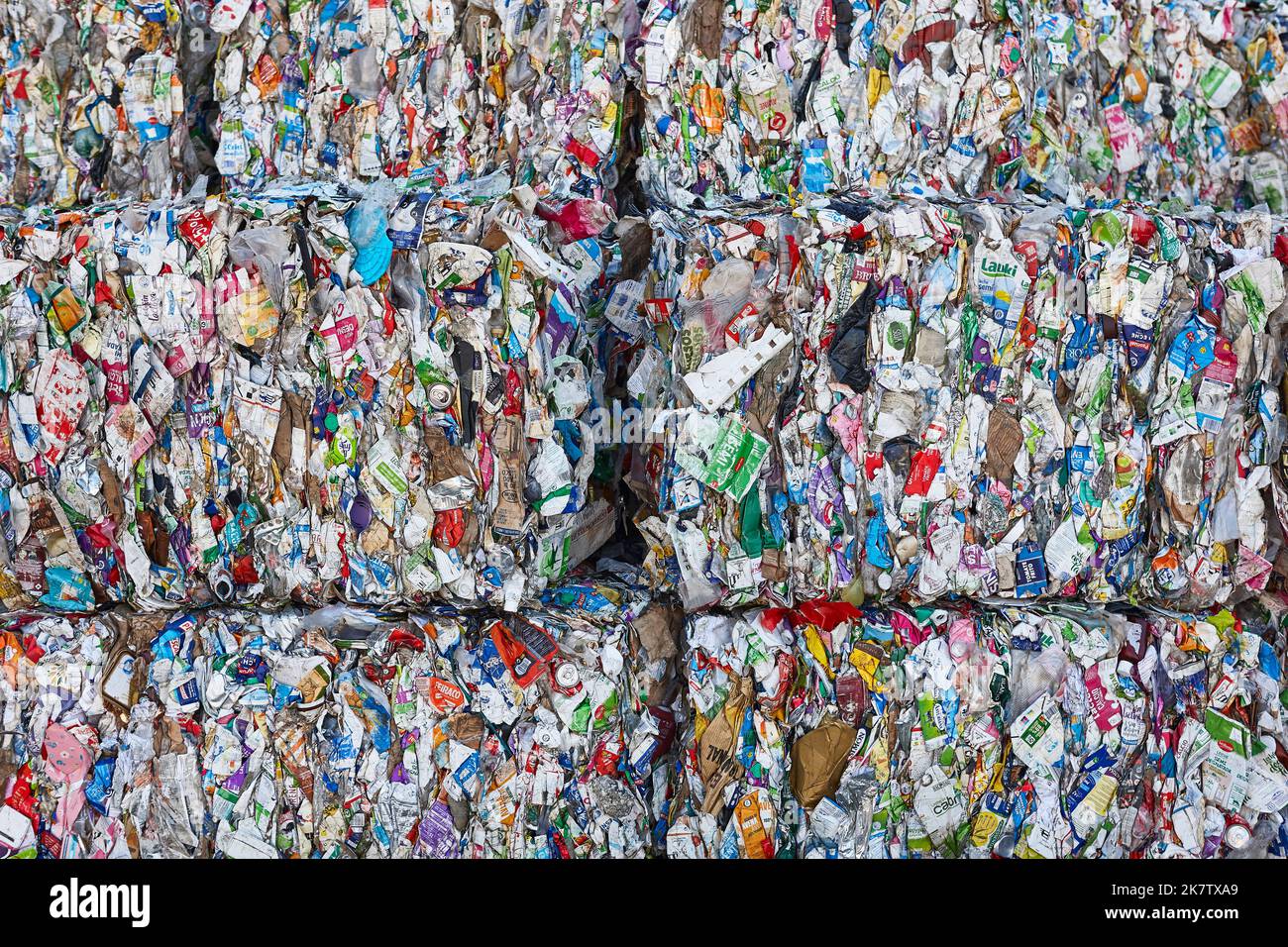 Recycled and packaged waste. Sustainable industry. Disposal material ...