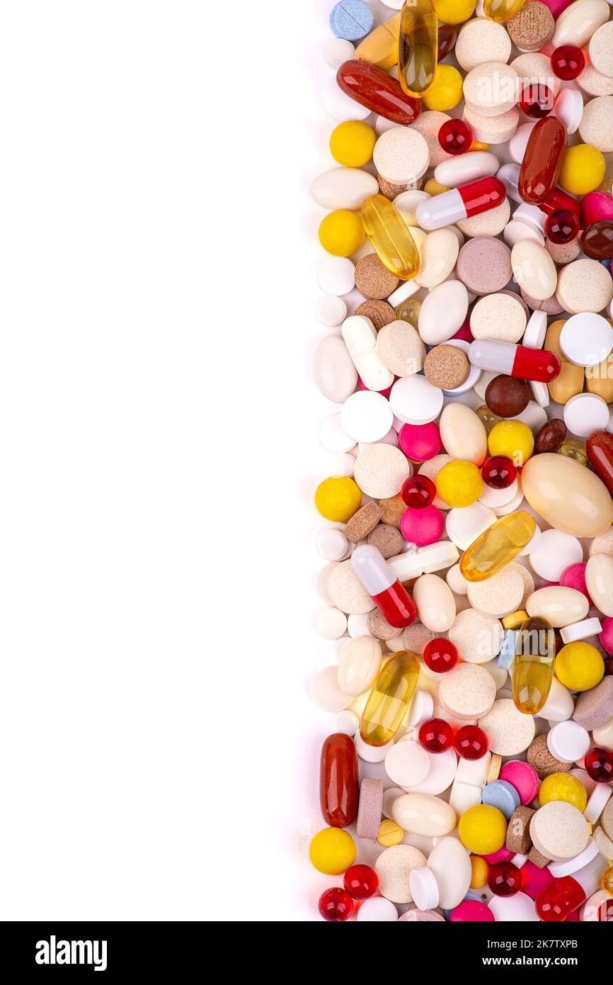 Pile white oblong tablets hi-res stock photography and images - Alamy