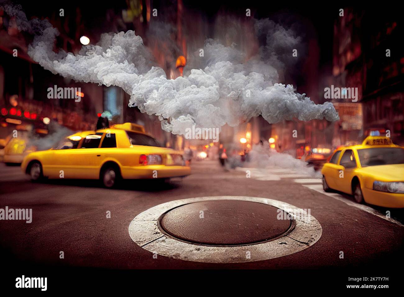 Times Square lights of Broadway shows, city street by night with local ...